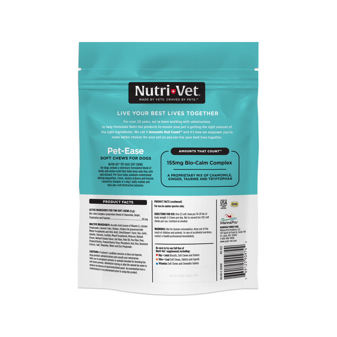 Pet-Ease Calming Soft Chews | Dog Anxiety Supplement | Nutri-Vet